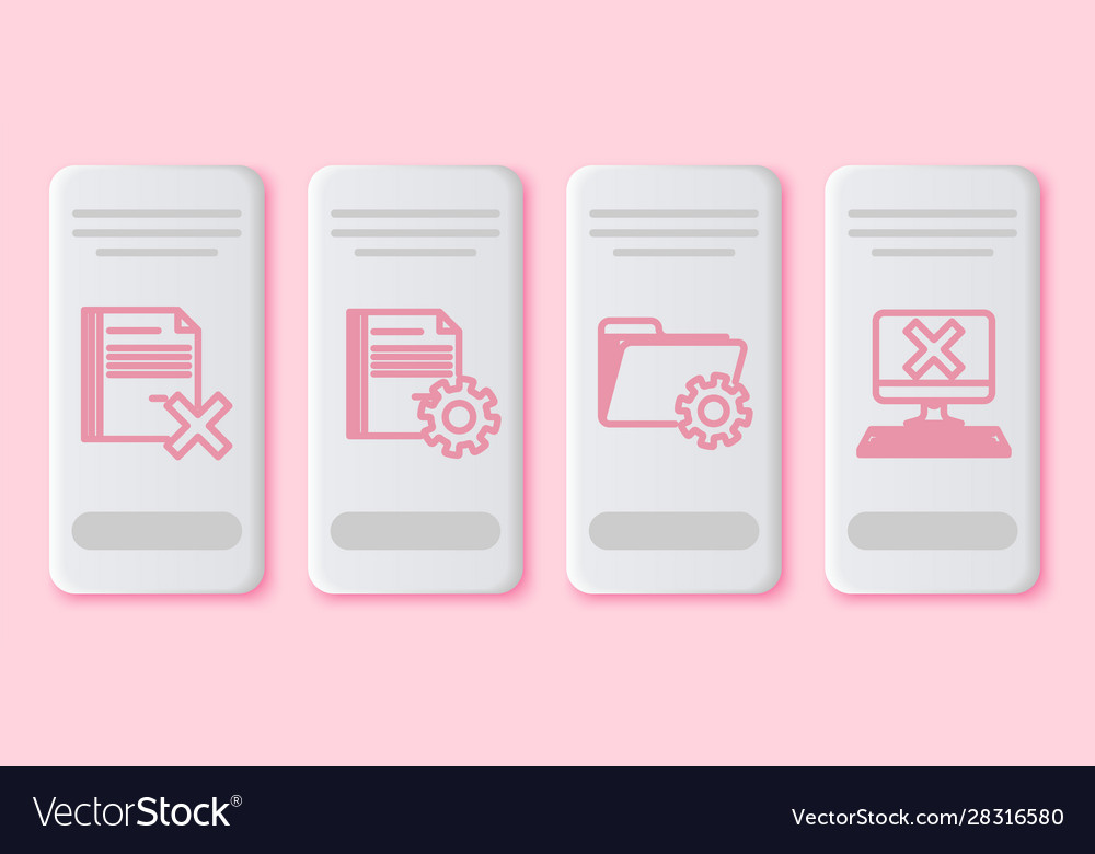 Set line delete file document document settings Vector Image Set line delete file document document settings Vector Image