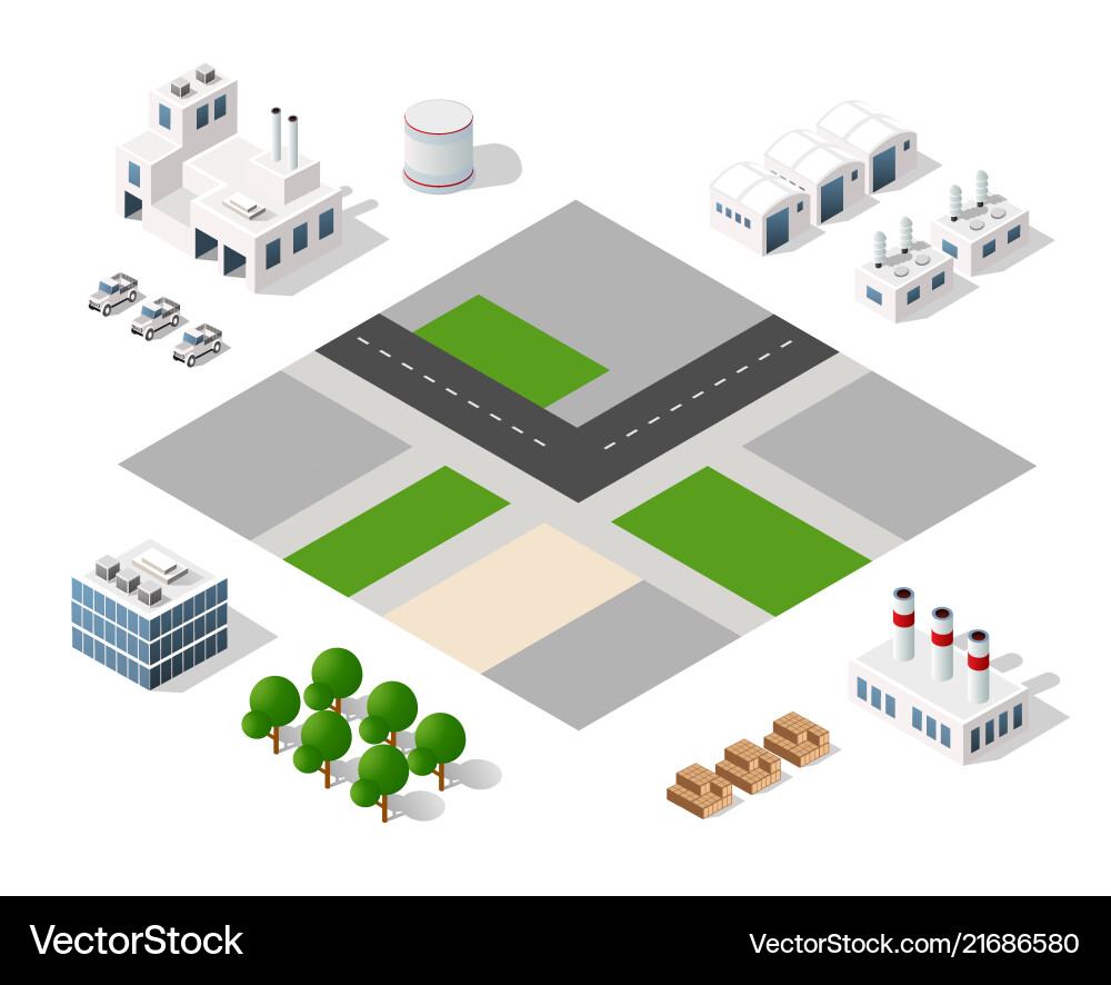 Set of modern isometric buildings Royalty Free Vector Image