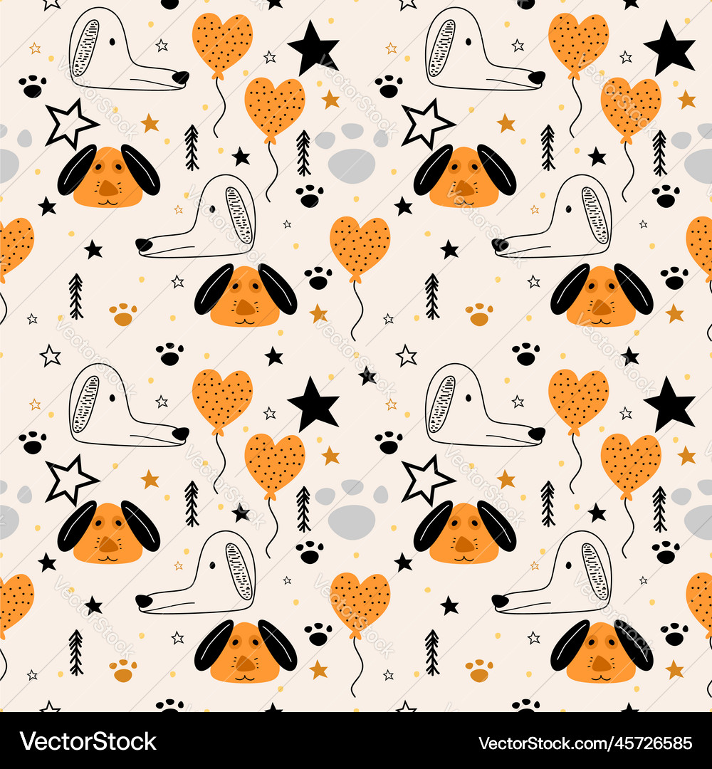 Cute dog seamless pattern drawing animal trendy Vector Image