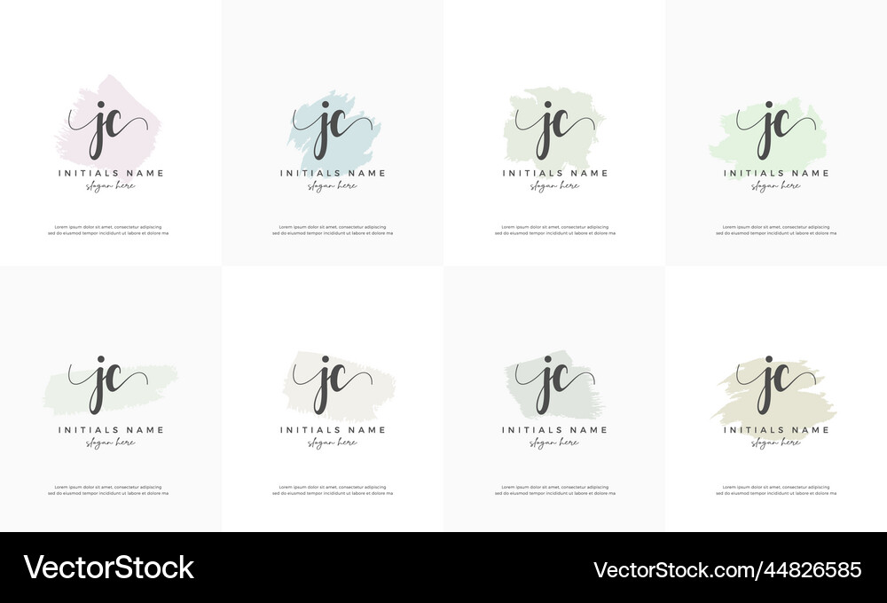 Feminine set letter jc j c initial handwriting Vector Image