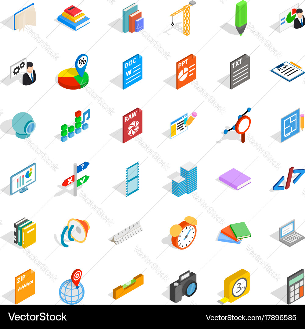 Graphic icons set isometric style Royalty Free Vector Image