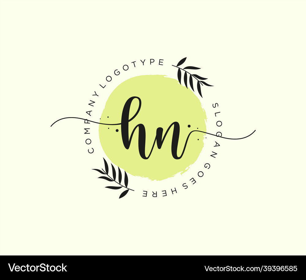 Initial hn feminine logo beauty monogram Vector Image