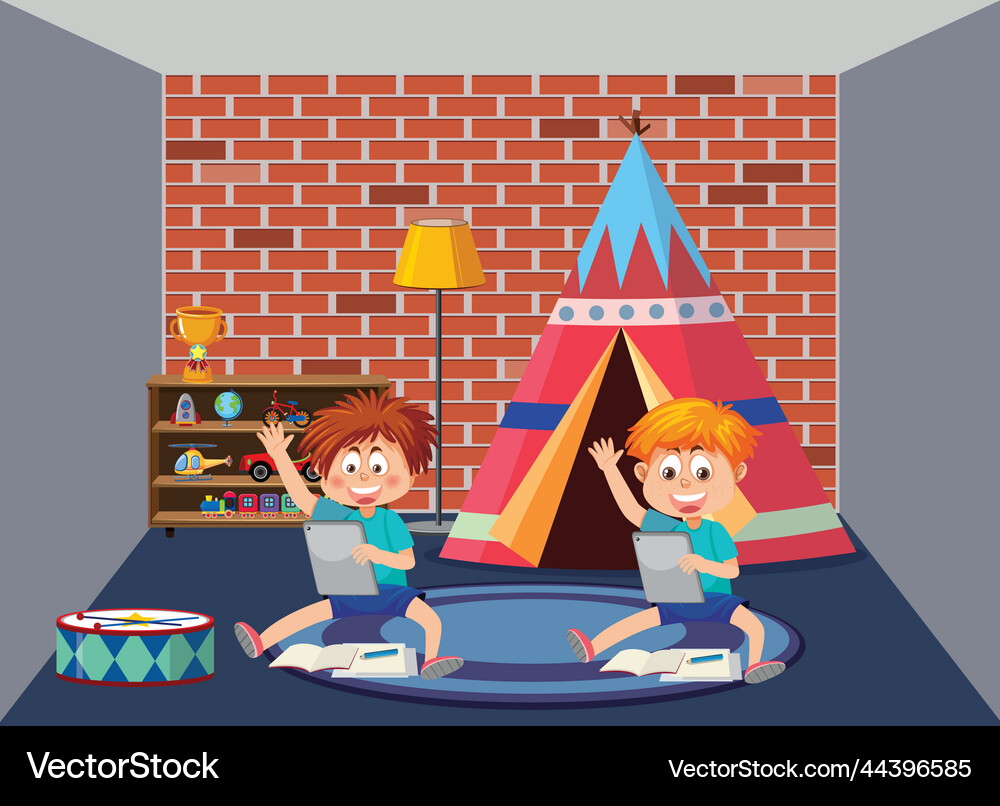 Kids learning online at home Royalty Free Vector Image