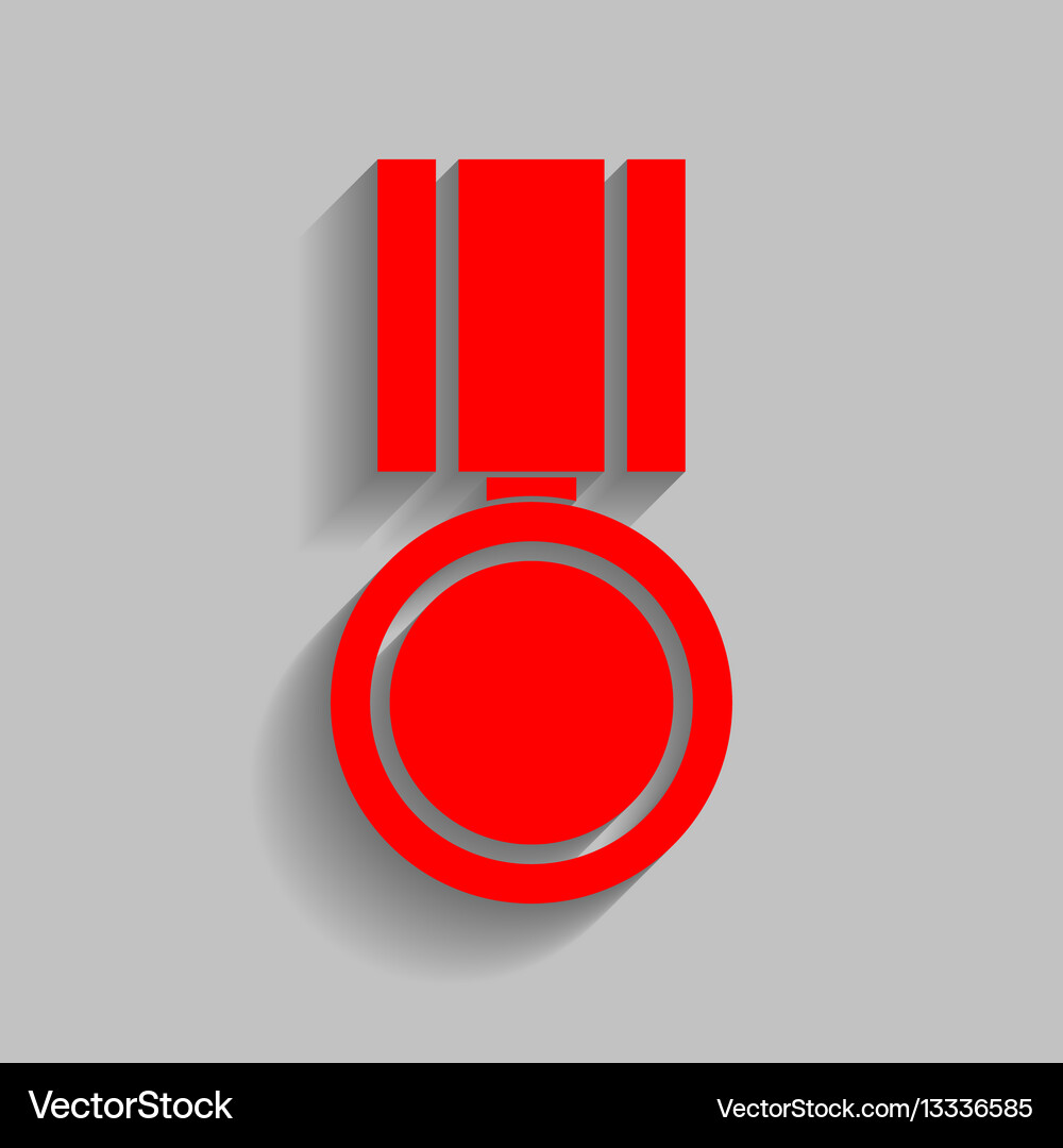 Medal sign red icon with Royalty Free Vector Image