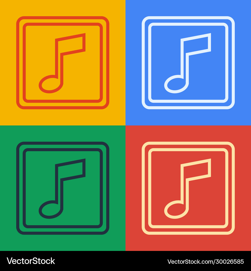 Pop art line music note tone icon isolated Vector Image