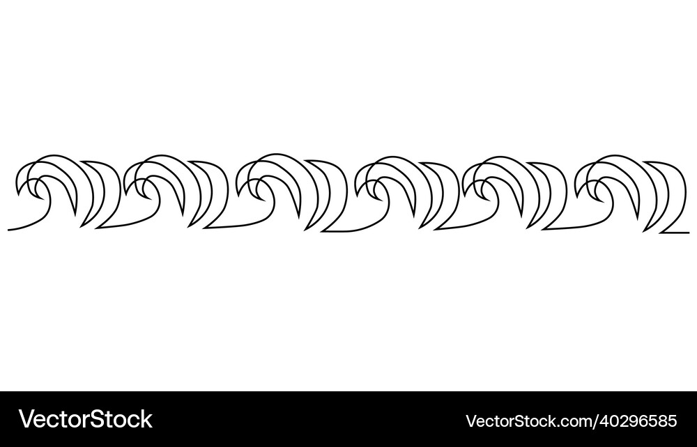 Sea wave one line drawing art abstract wave Vector Image