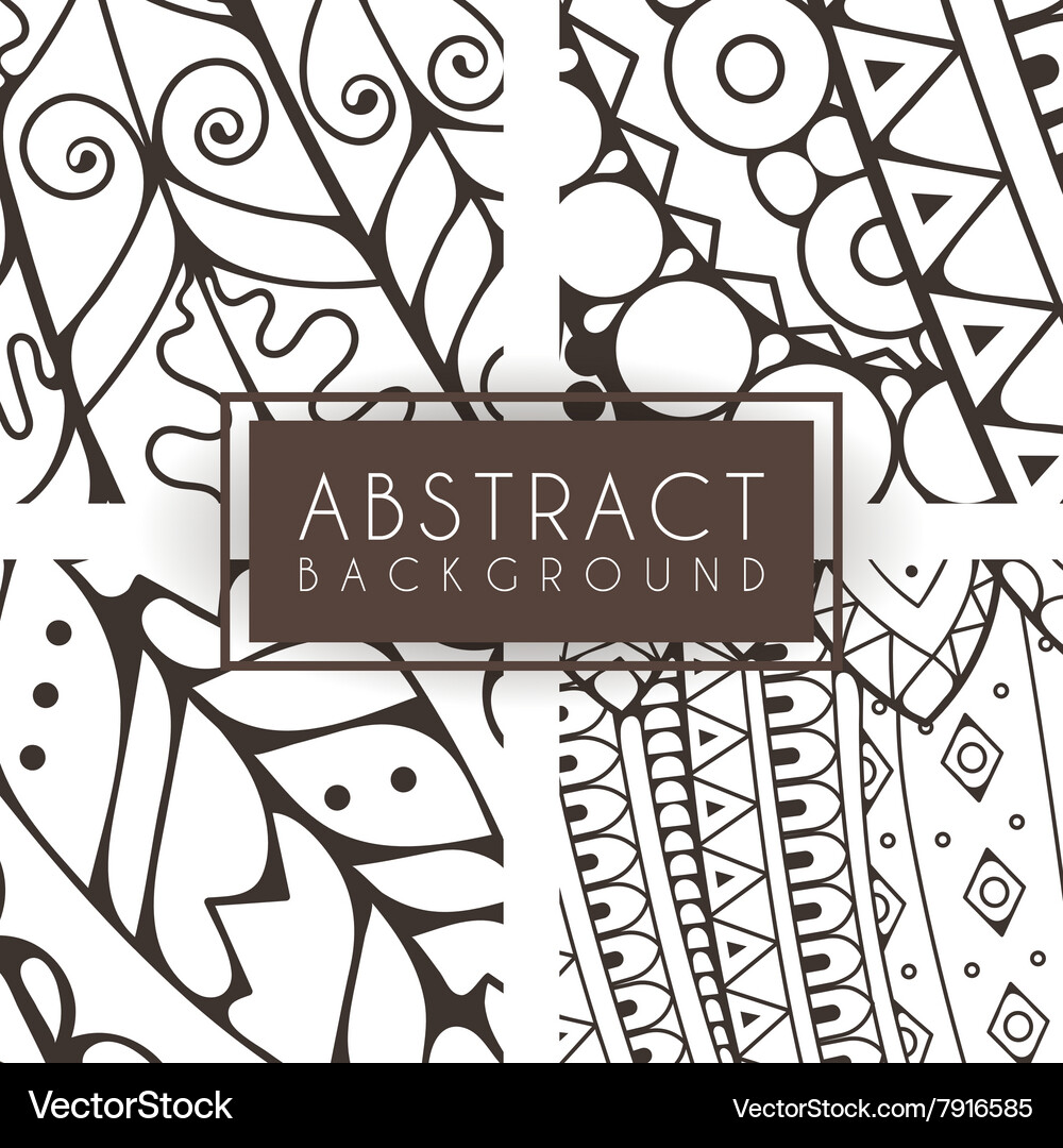 Set of four monochrome intricate patterns Vector Image