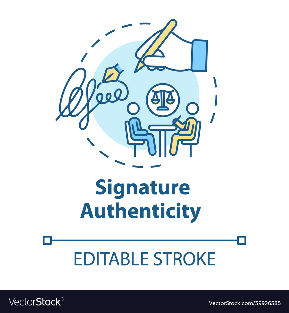 Signature authenticity concept icon safe deal Vector Image Signature authenticity concept icon safe deal Vector Image