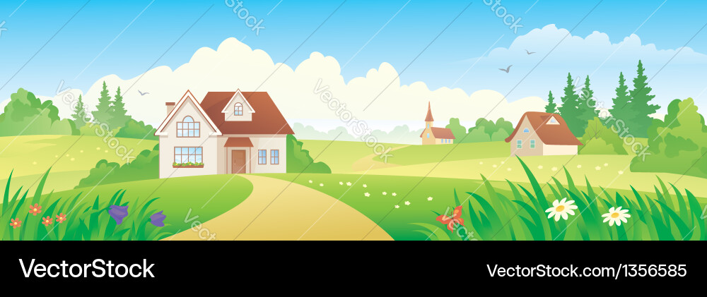 Summer village banner Royalty Free Vector Image