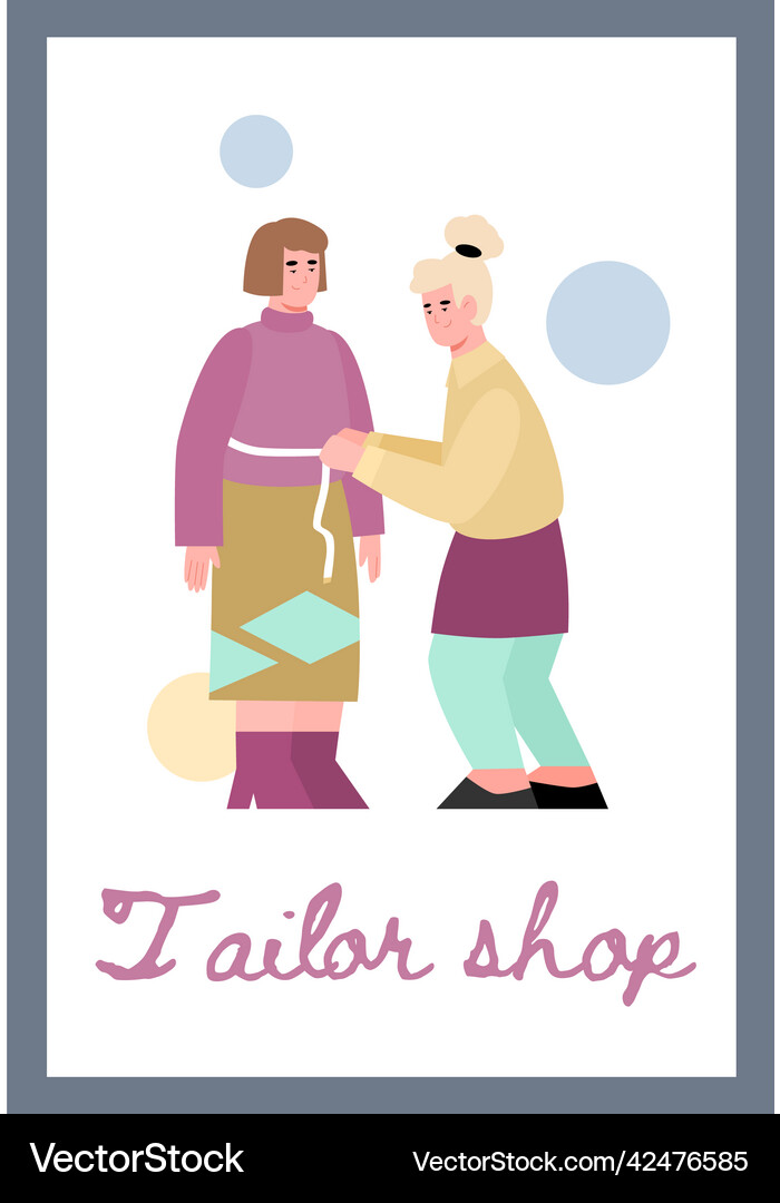 Vertical poster for tailor shop flat style Vector Image