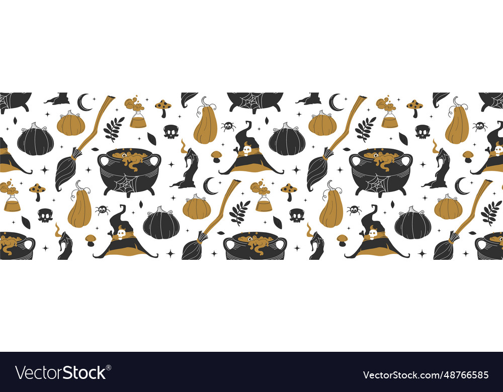 Witch seamless pattern flat Royalty Free Vector Image