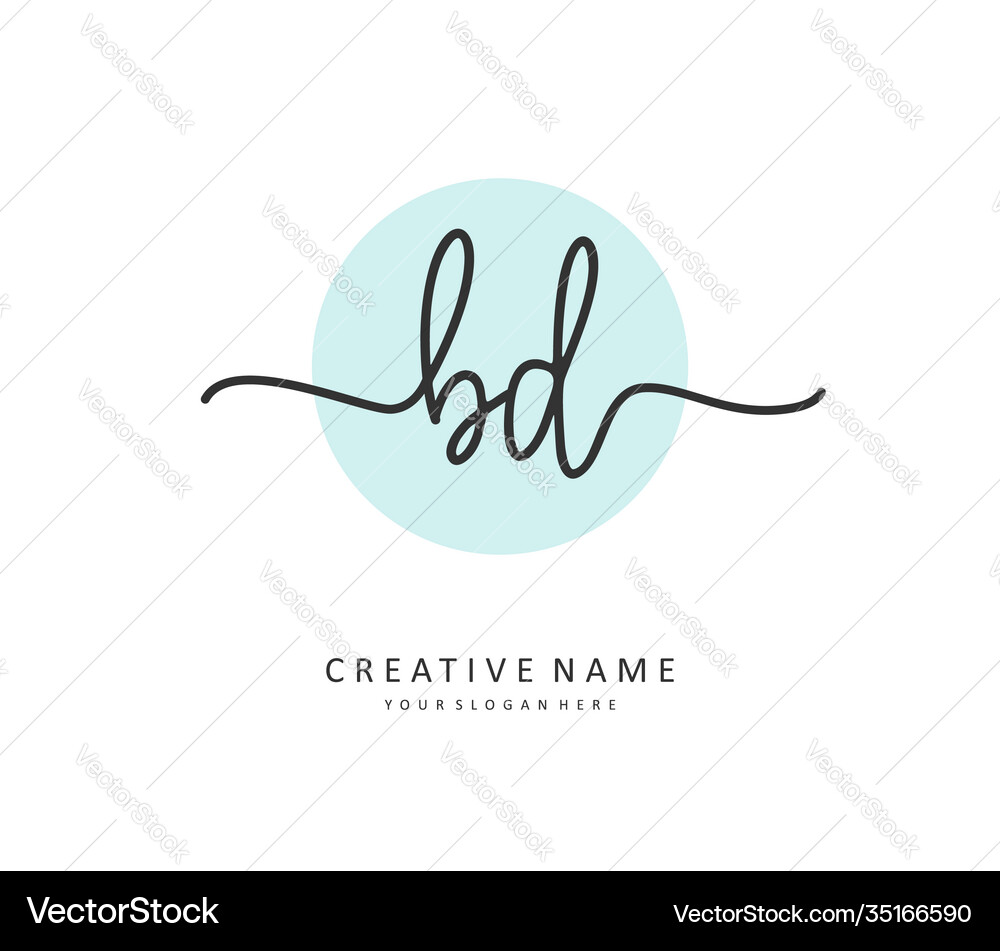 Bd initial letter handwriting and signature logo Vector Image