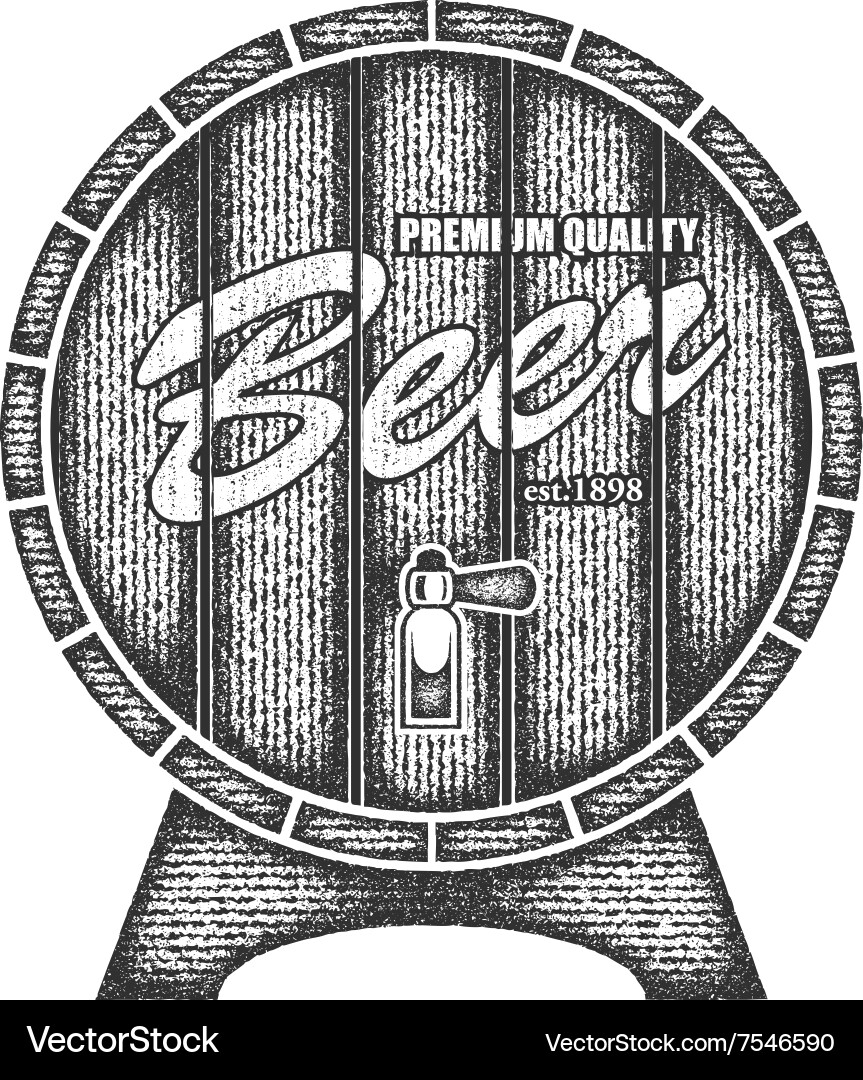 Beer label in form wooden barrel Royalty Free Vector Image
