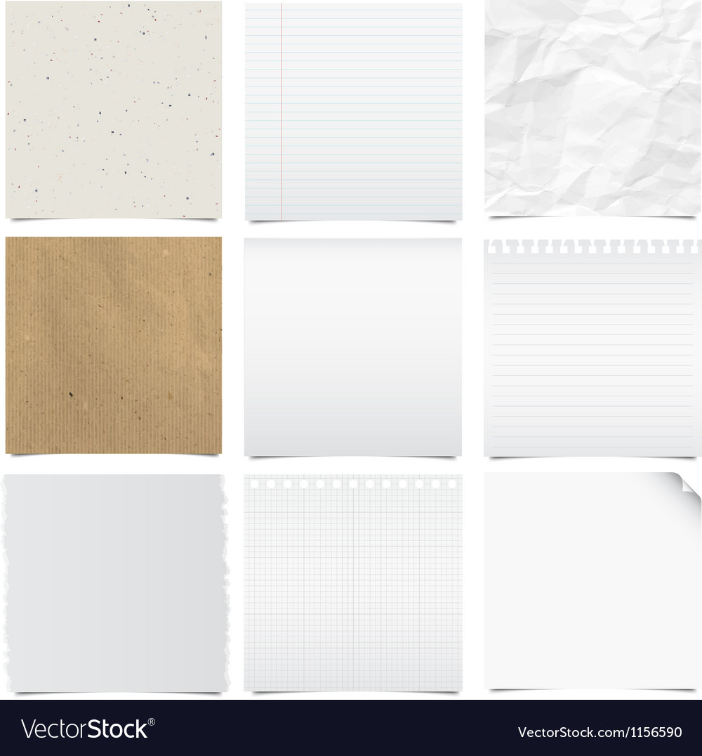 Collection note papers background Royalty Free Vector Image