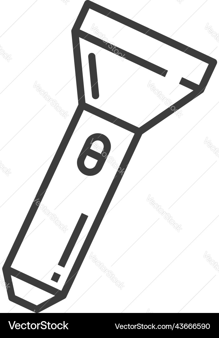 Flashlight isolated monochrome outline icon sign Vector Image