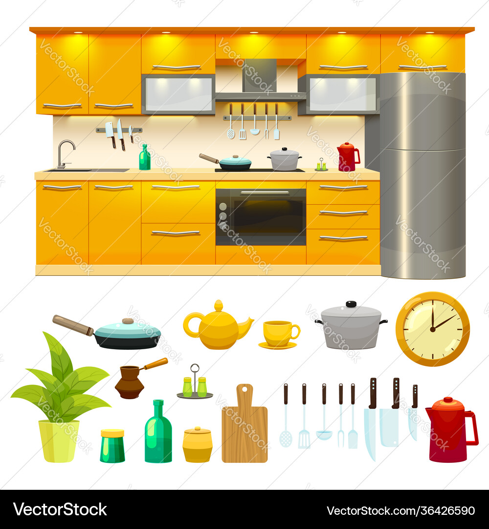 Kitchen design icon set Royalty Free Vector Image