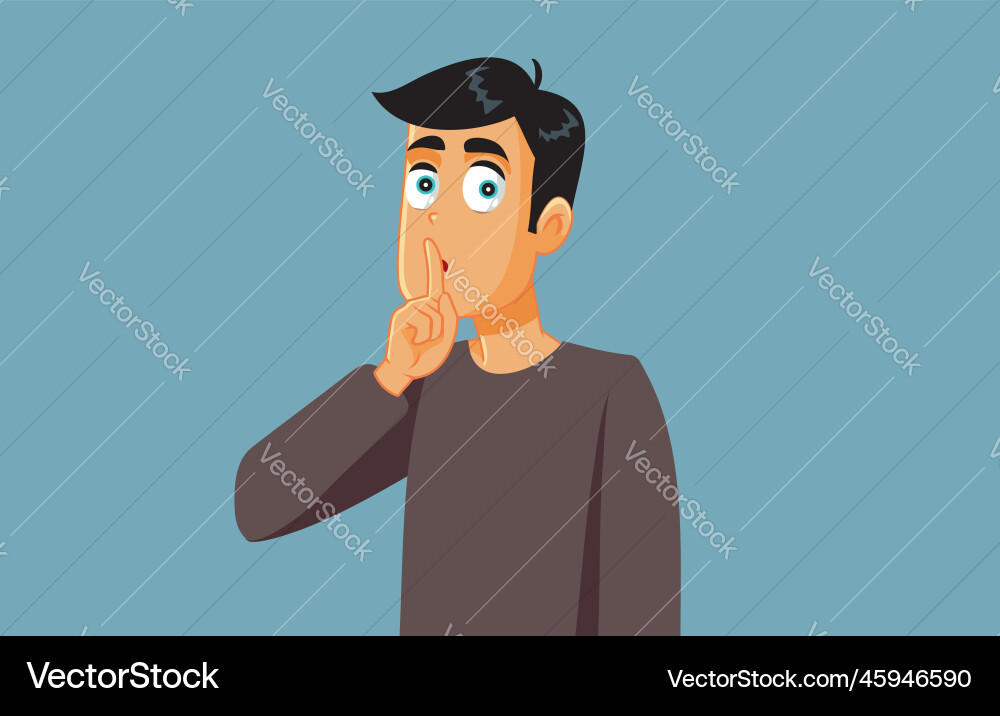 Man with fingers in the lips asking for silence Vector Image