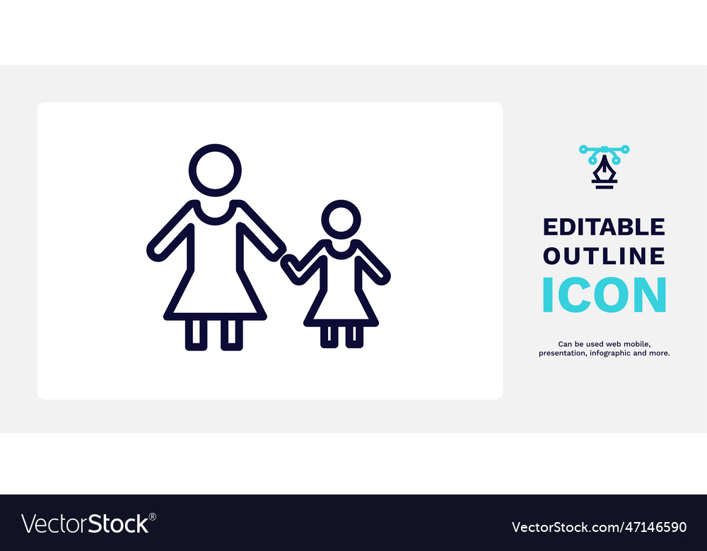 Mother and daughter icon thin line Royalty Free Vector Image