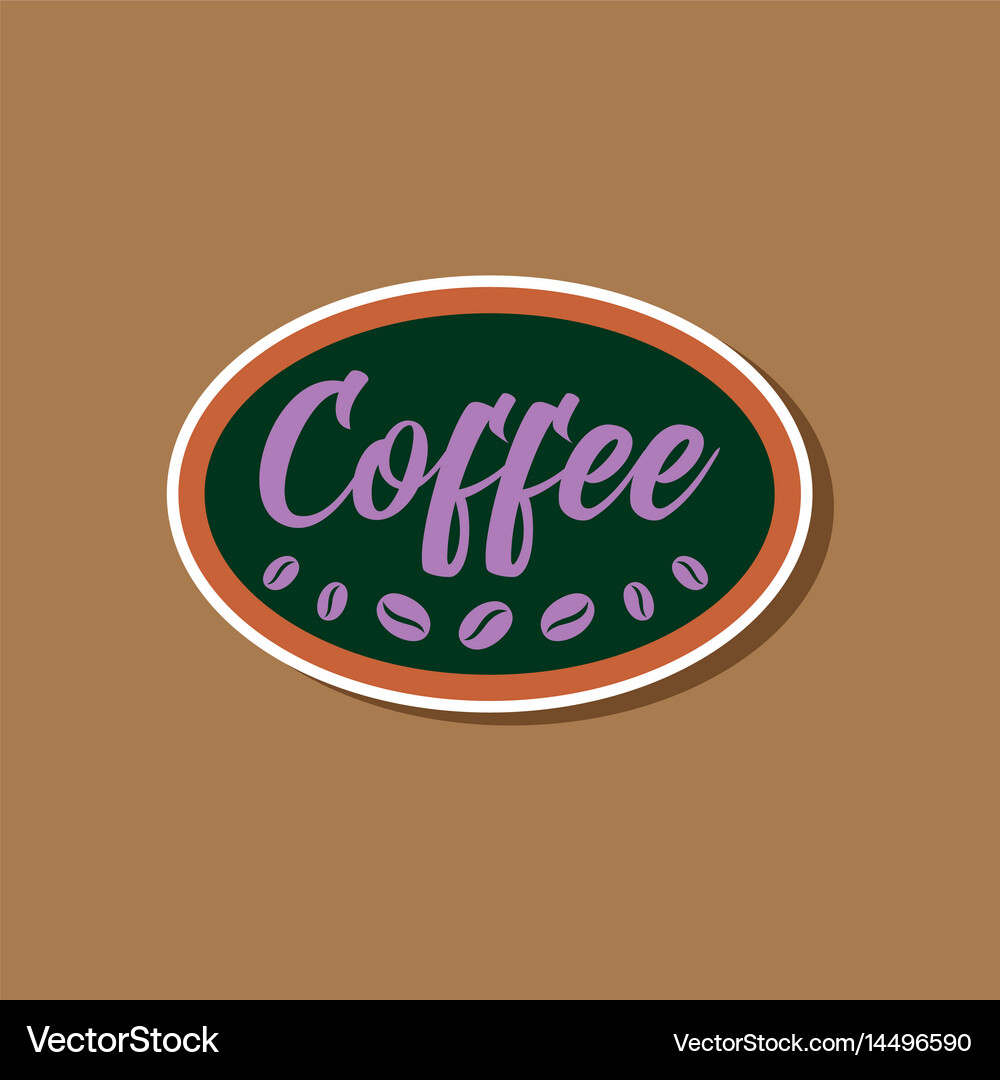 Paper sticker on stylish background coffee logo Vector Image