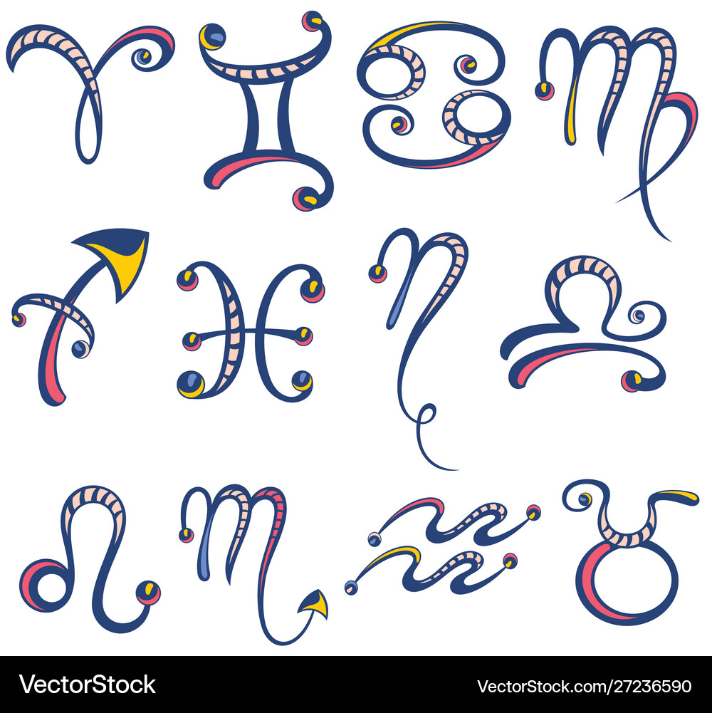 Set astrology zodiac signs Royalty Free Vector Image