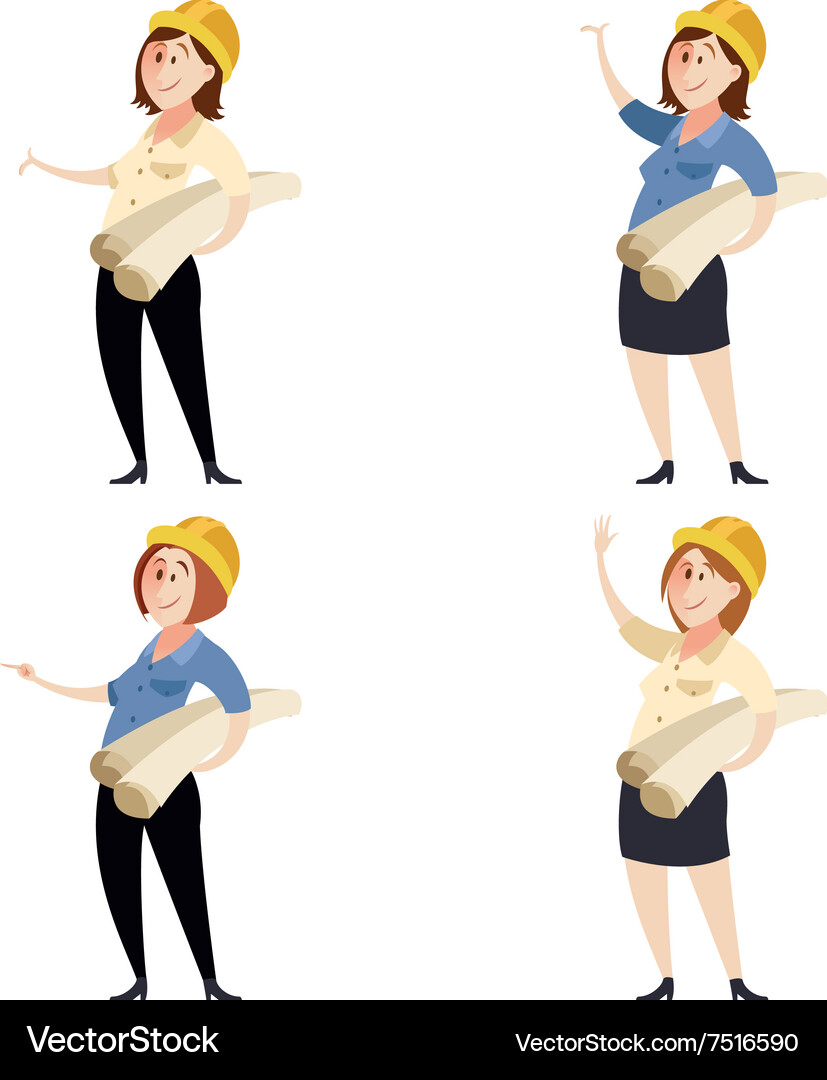 Set of women engineers Royalty Free Vector Image
