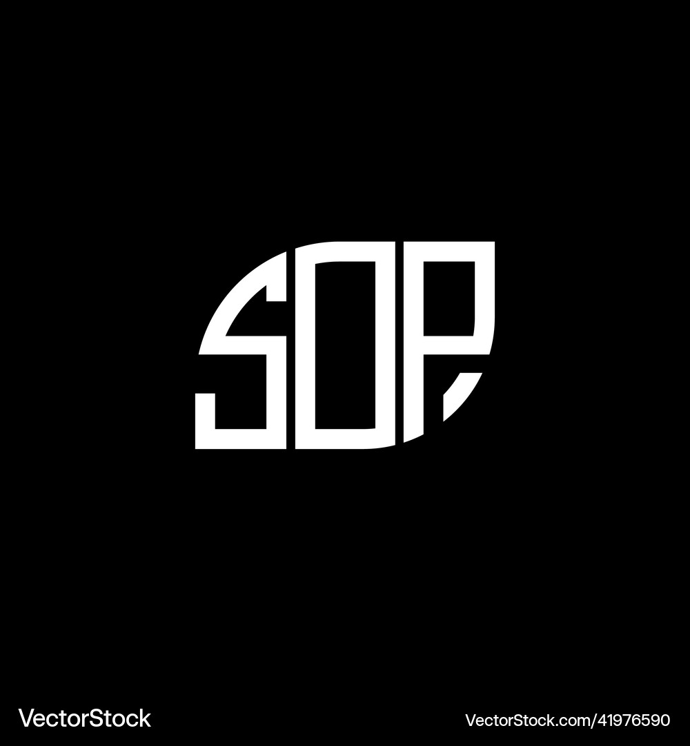 Sop letter logo design on black background Vector Image