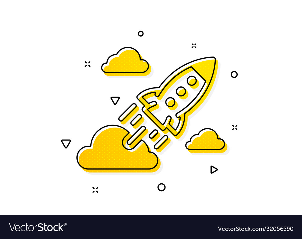 Startup rocket icon launch project sign Royalty Free Vector