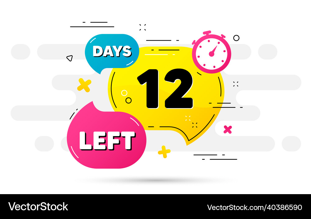 Twelve days left icon 12 days to go Royalty Free Vector