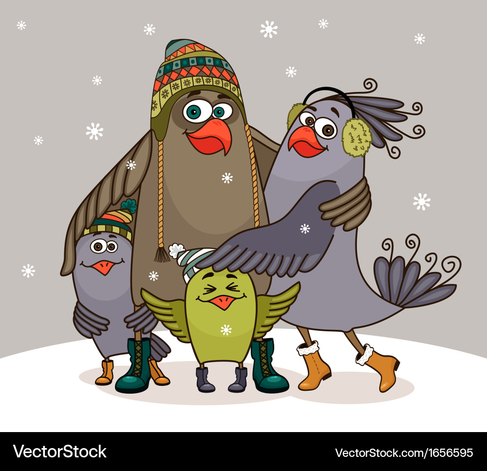 Birds happy family Royalty Free Vector Image - VectorStock