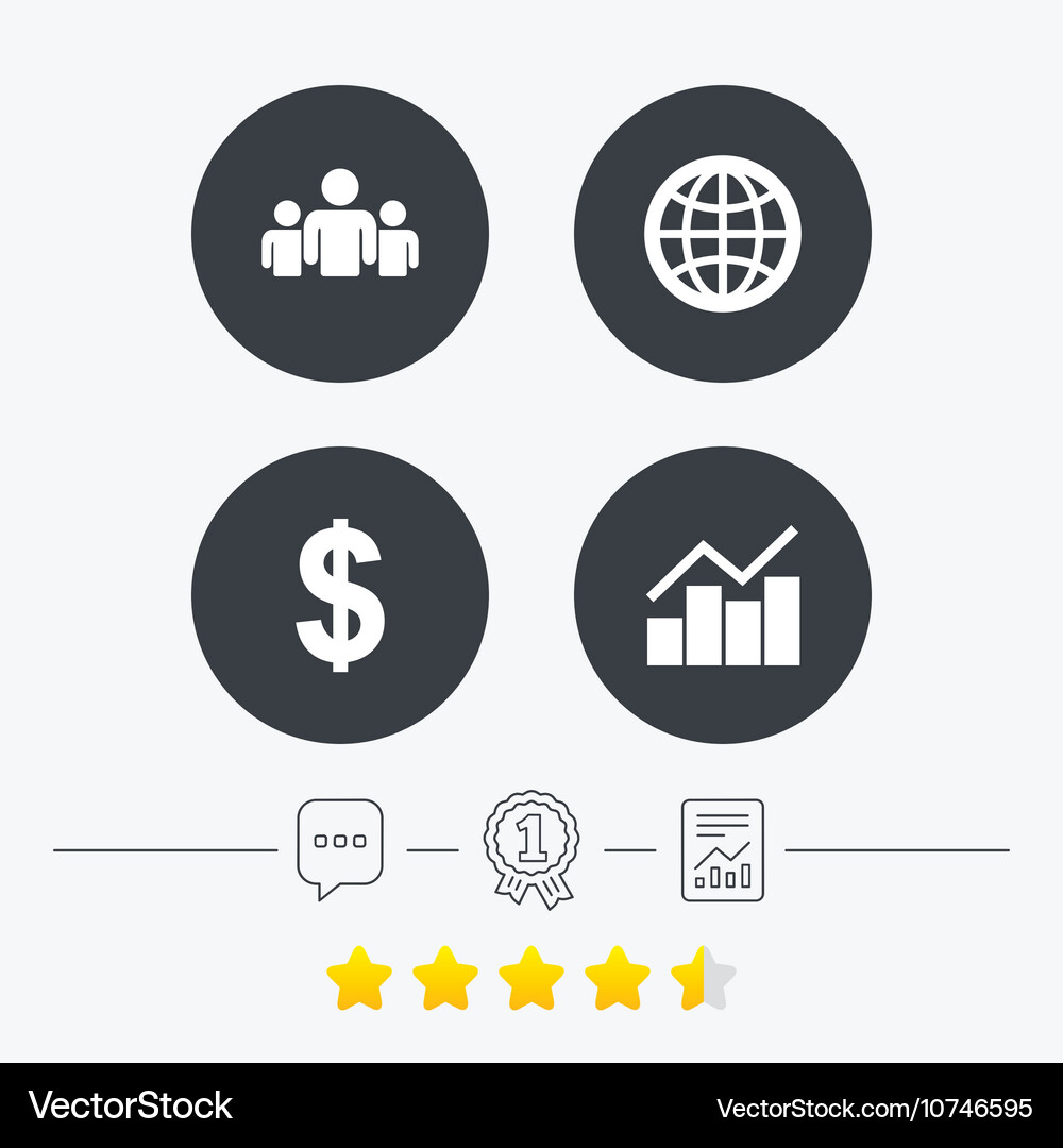 Business signs graph chart and globe icons Vector Image