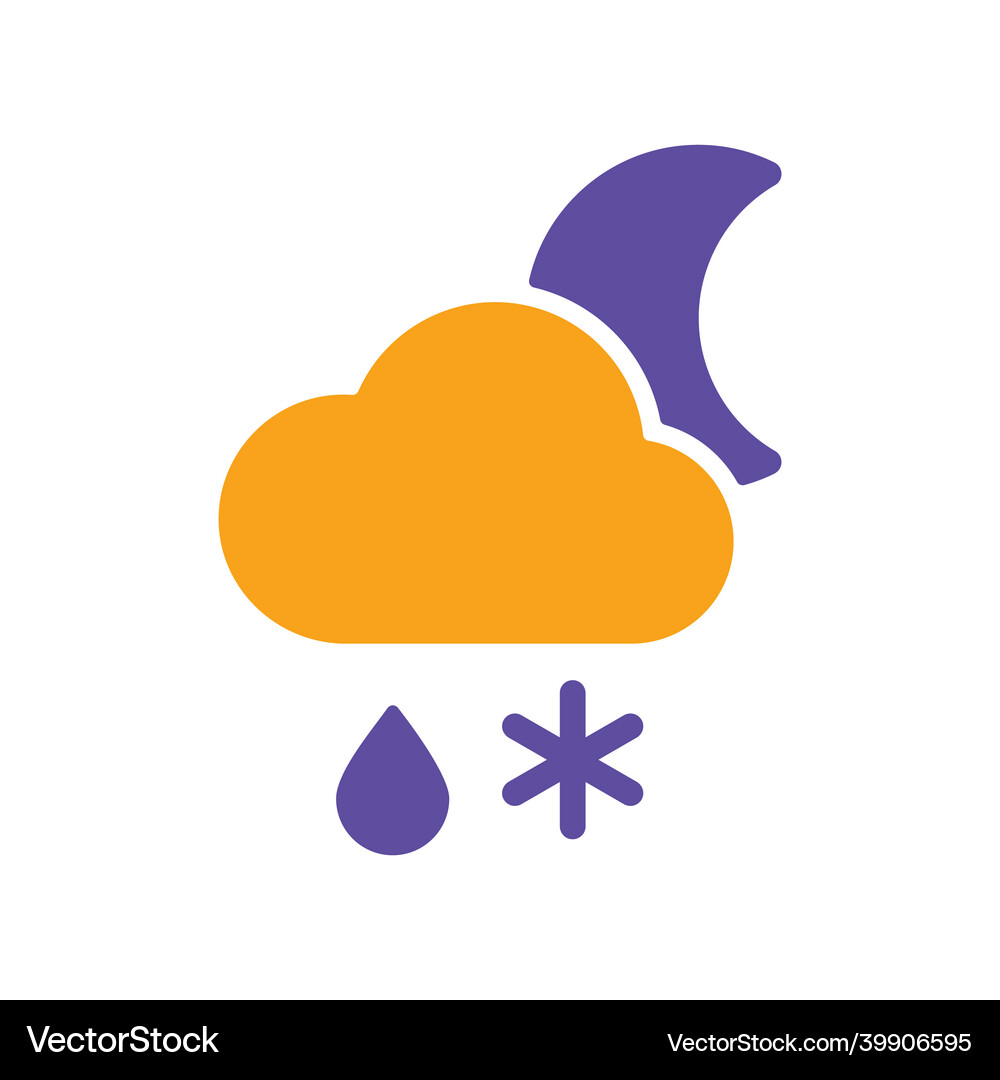 Cloud with snow and rain moon glyph icon Vector Image