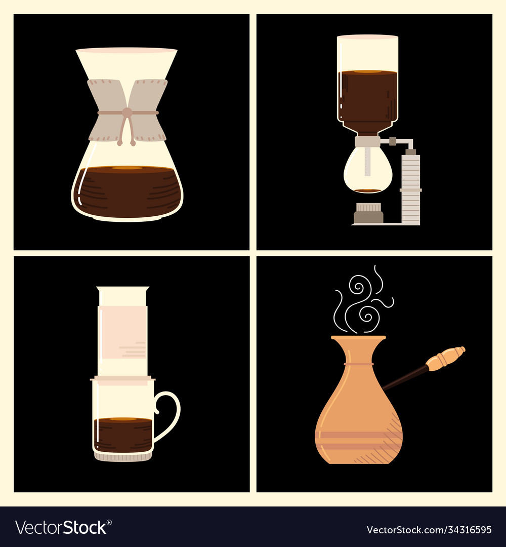 Coffee brewing methods different ways making Vector Image