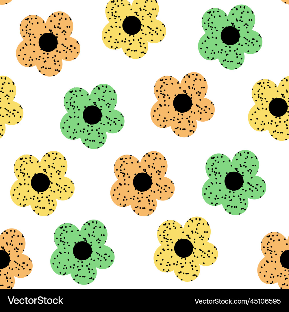 Floral colorful seamless pattern in green Vector Image