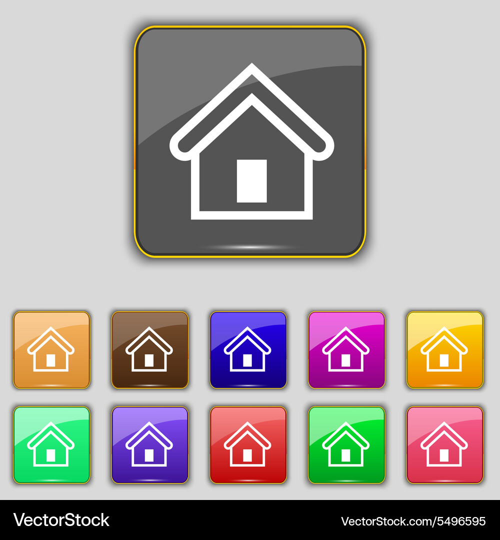 House icon sign set with eleven colored buttons Vector Image