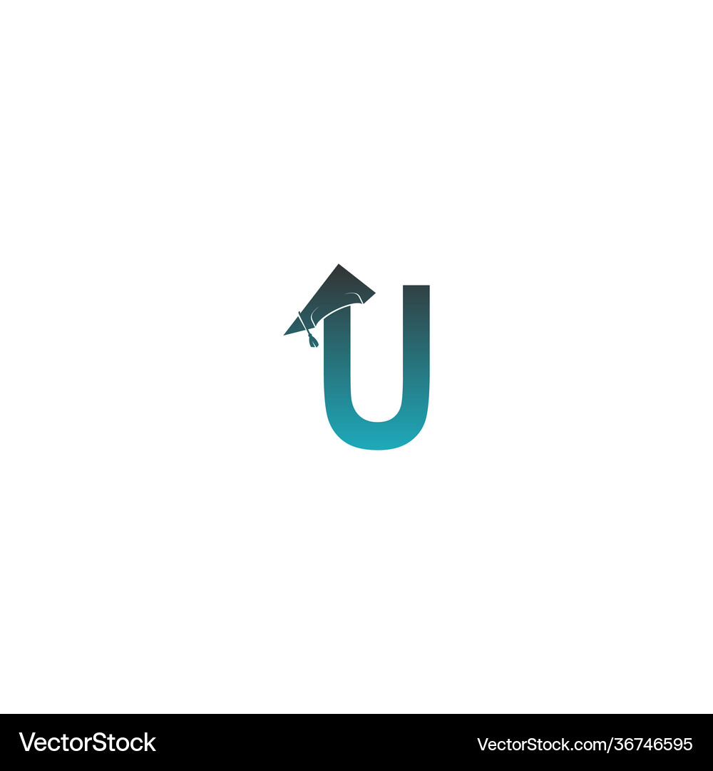 Letter u logo icon with graduation hat design Vector Image