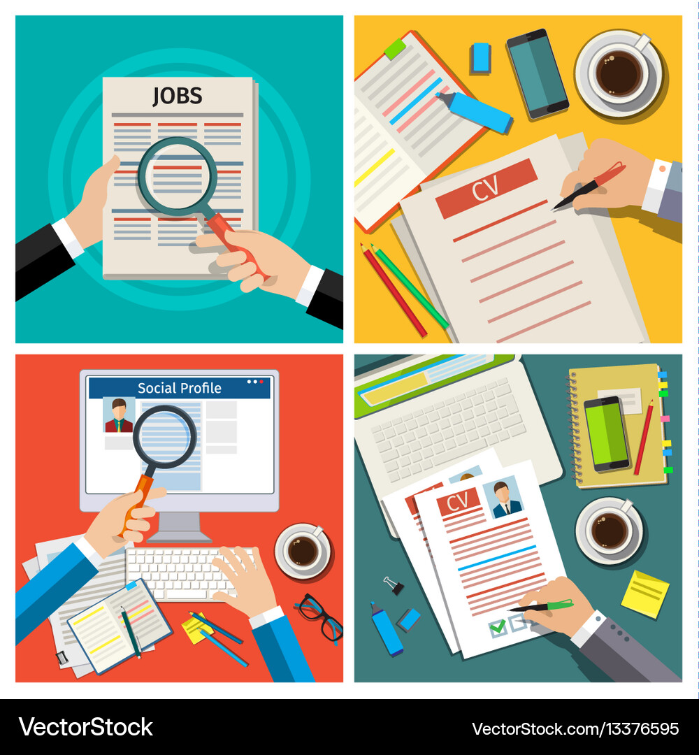 Set of job interview concept Royalty Free Vector Image