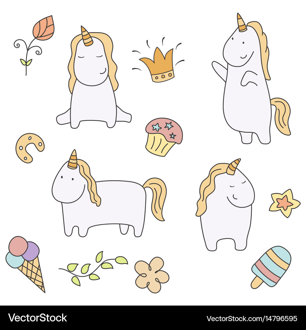 Set of unicorn Royalty Free Vector Image - VectorStock