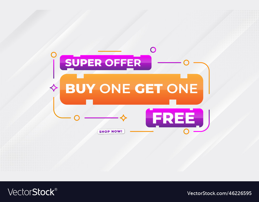 Super offer buy one get one free sale banner Vector Image