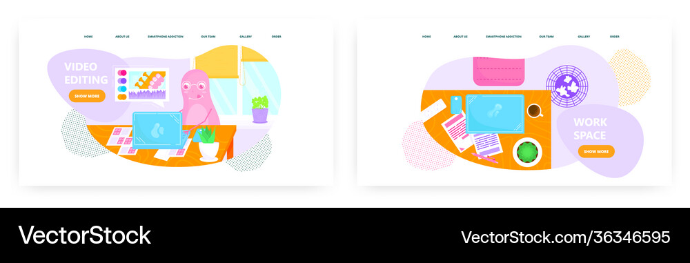 Video editing landing page design website banner Vector Image