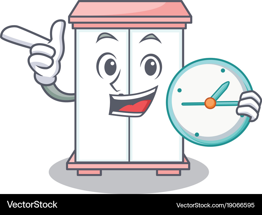 With clock cabinet character cartoon style Vector Image