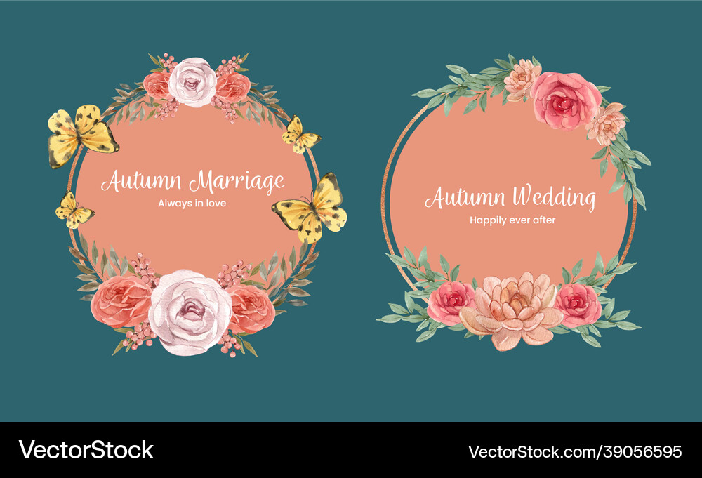 Wreath template with wedding autumn Royalty Free Vector
