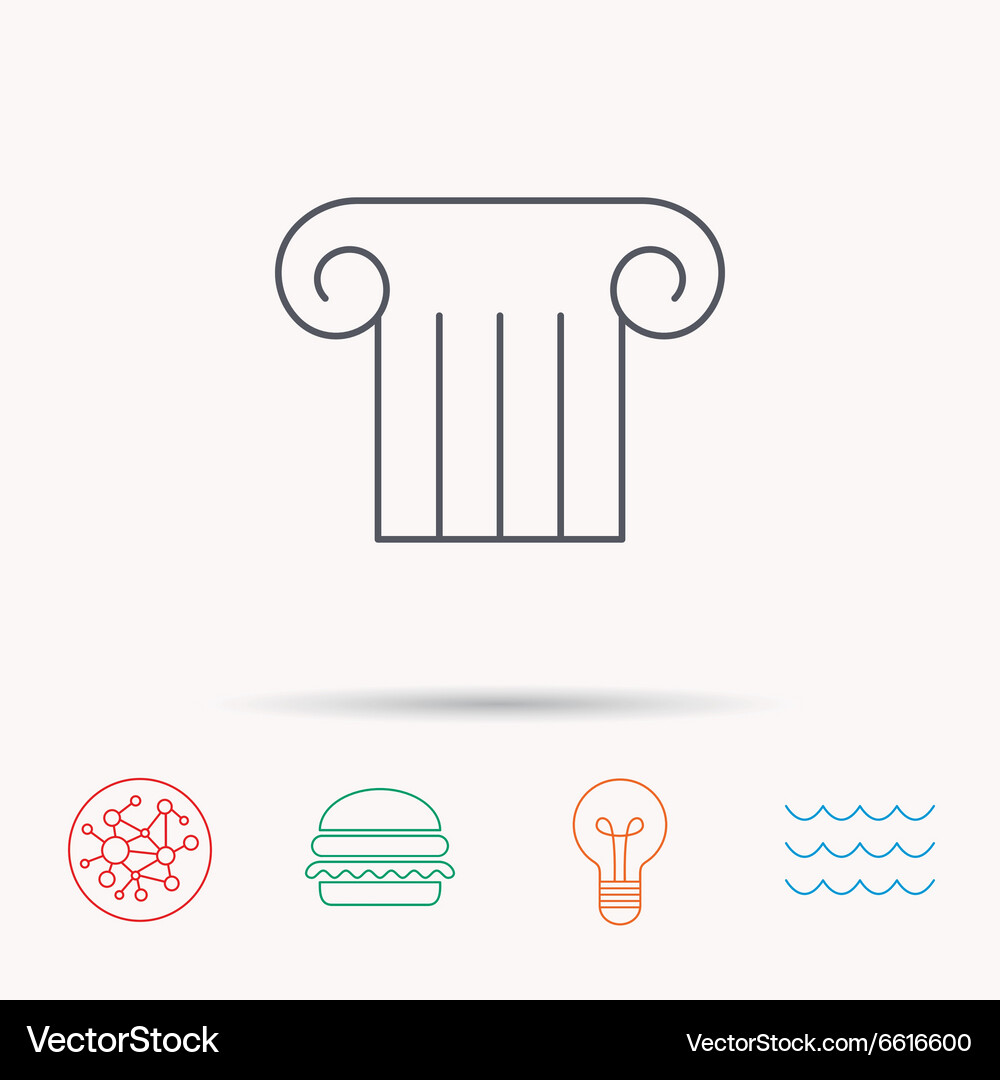 Antique column icon ancient museum sign Royalty Free Vector