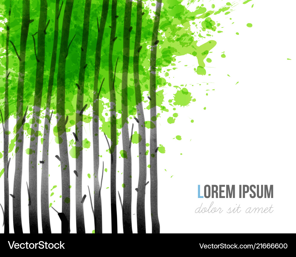 Background with green forest trees and place Vector Image