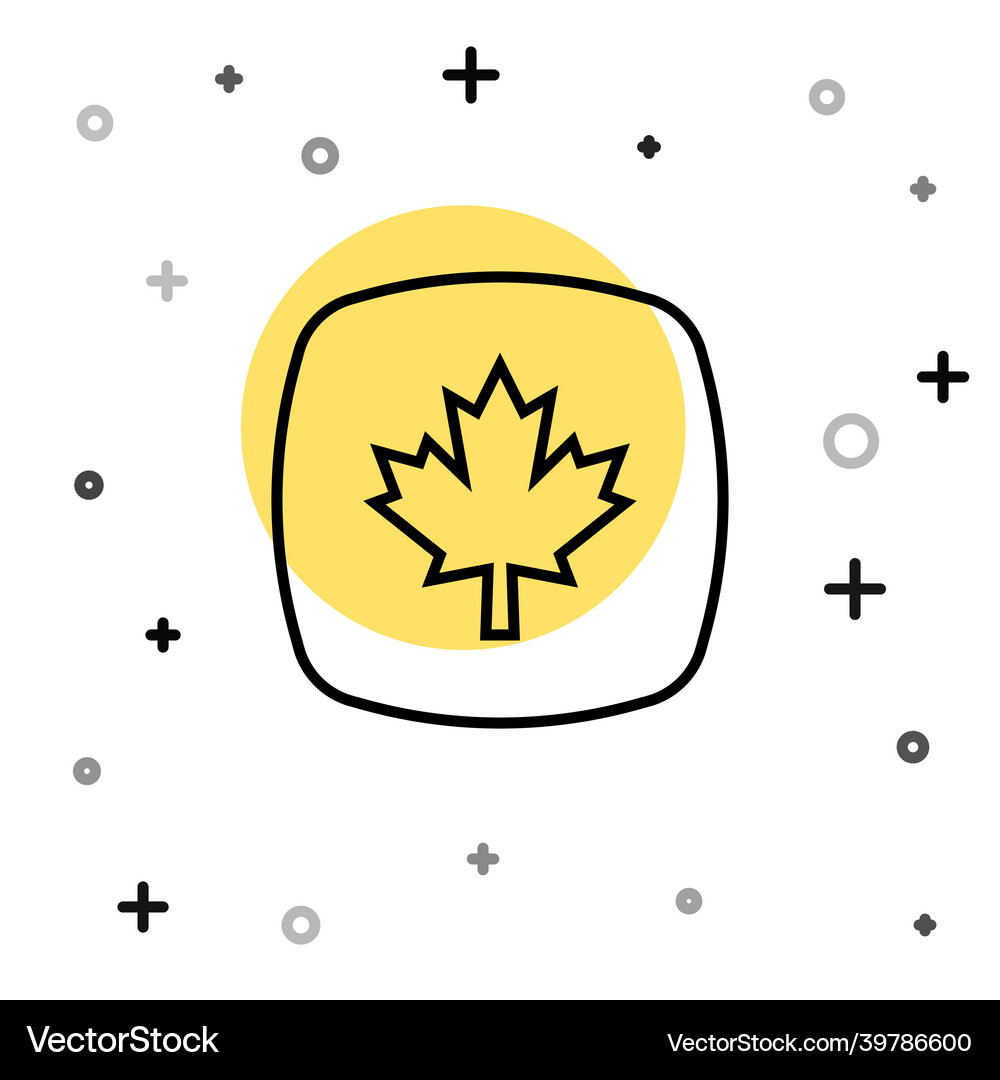 Black line canadian maple leaf icon isolated Vector Image