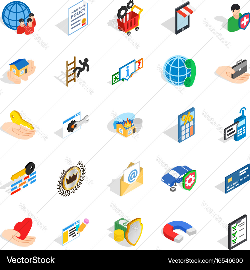 Call center icons set isometric style Royalty Free Vector