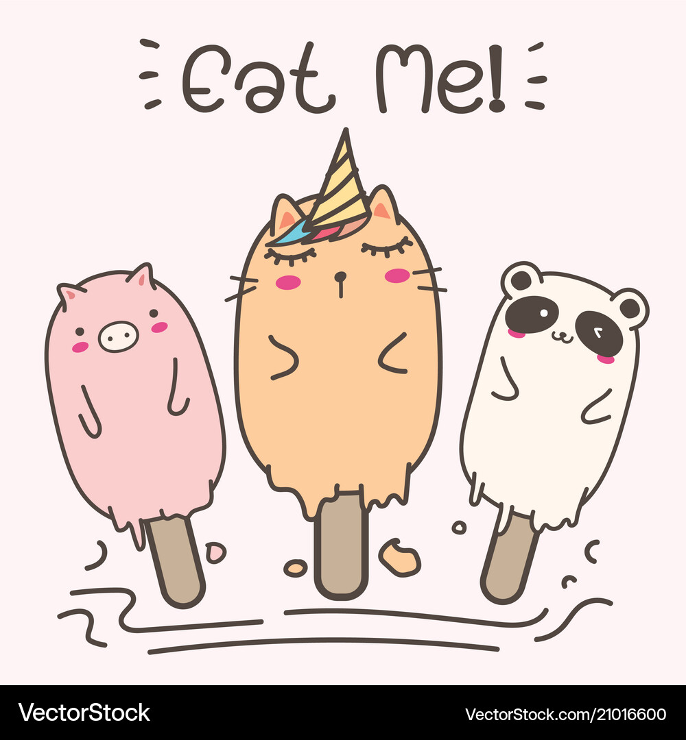 Cute animal ice cream Royalty Free Vector Image