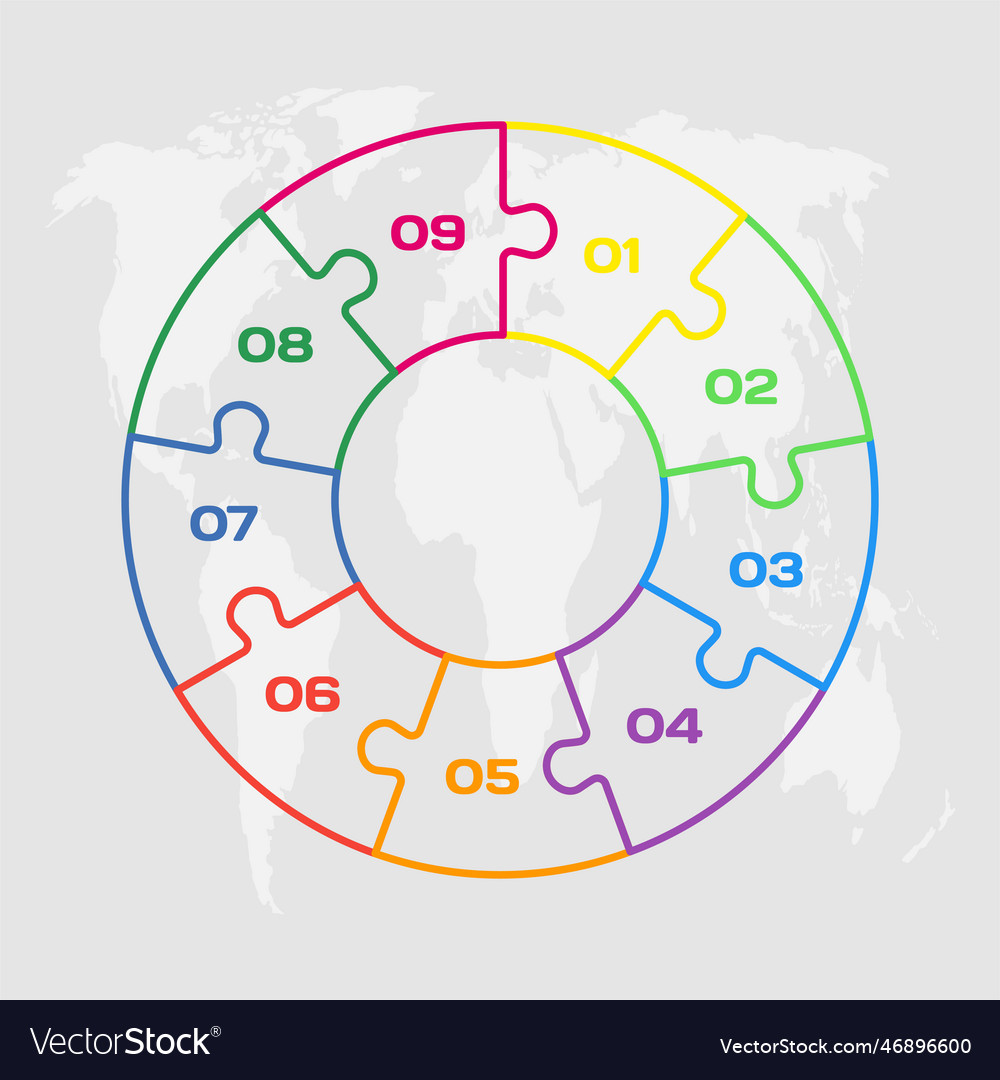 Diagram infographic for 9 steps circle puzzle Vector Image Diagram infographic for 9 steps circle puzzle Vector Image