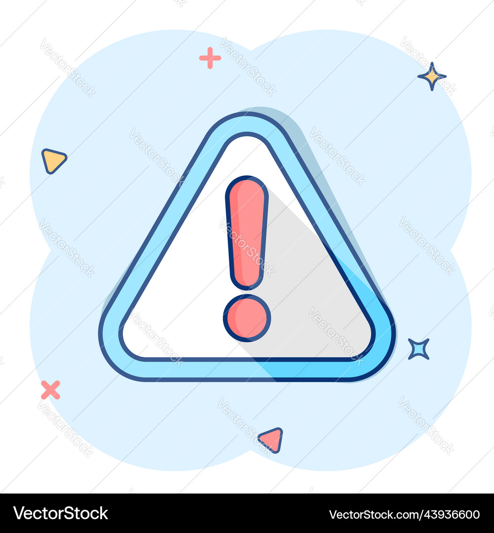 Exclamation mark icon in comic style danger alarm Vector Image