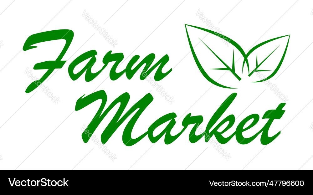 Farm market typography flat Royalty Free Vector Image