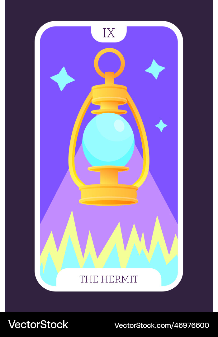 Hermit tarot cartoon flat card template major Vector Image